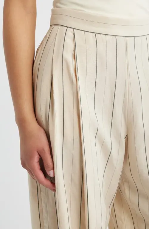 Mango Malta Stripe Balloon Pants - Ecru