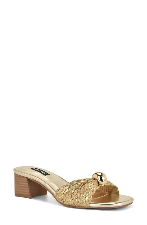 Nine West Gerry Block Heel Sandal - Gold