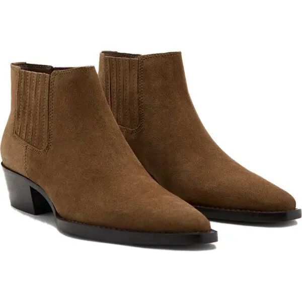 Mango Block Heel Chelsea Boot - Tobacco Brown
