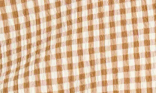 WAYF Aria Gingham Ruffle Miniskirt - Tan