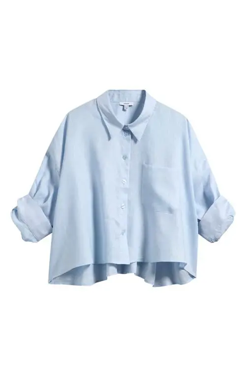 REISS Solena Linen Button-up Shirt - Light Blue