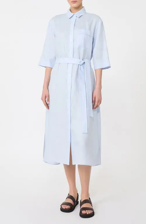MM BY MAX MARA Tabella Belted Linen Shirtdress - Sky Blue