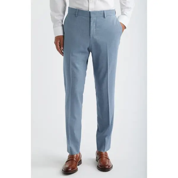 BOSS Genius Slim-fit Virgin Wool-blend Dress Pants - Open Blue