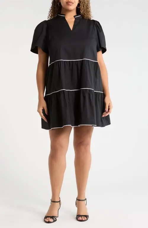 SUGARLIPS Candace Tiered Mini Dress - Black