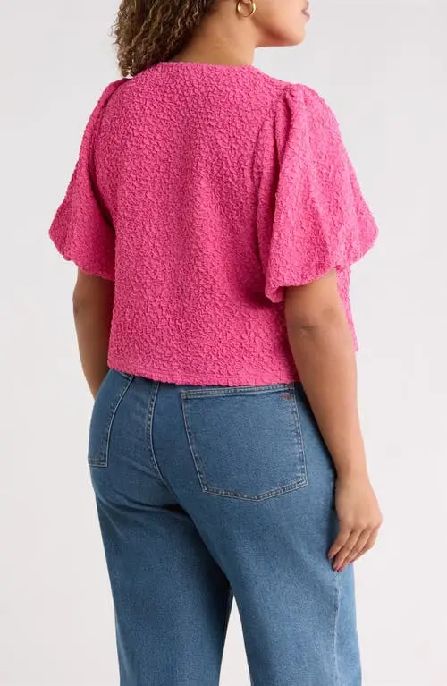 SUGARLIPS Bubble Sleeve Crop Top - Pink