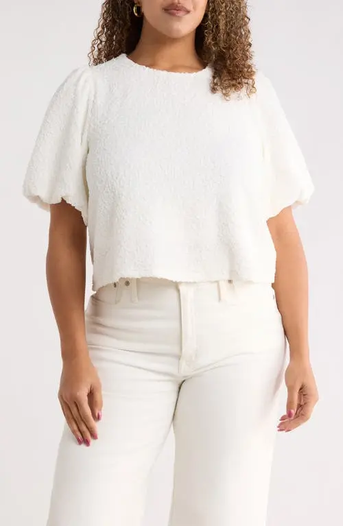 SUGARLIPS Bubble Sleeve Crop Top - White