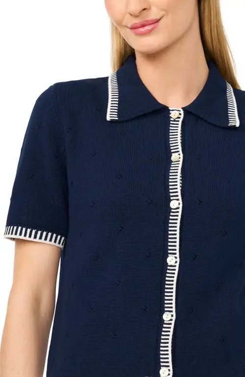 CECE DUPRAZ Pointelle Button-up Cotton Top