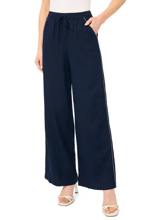 CECE DUPRAZ Contrast Trim Cropped Pants - Classic Navy