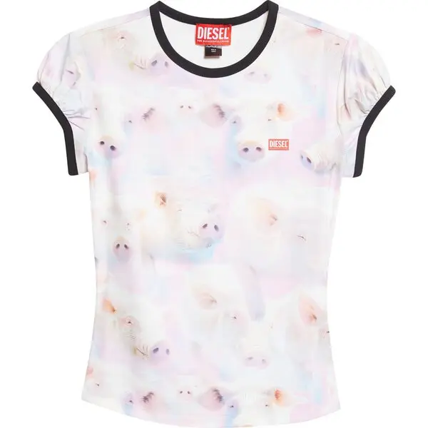 DIESEL® T-unkyp Pig Print Ringer T-shirt - Pink