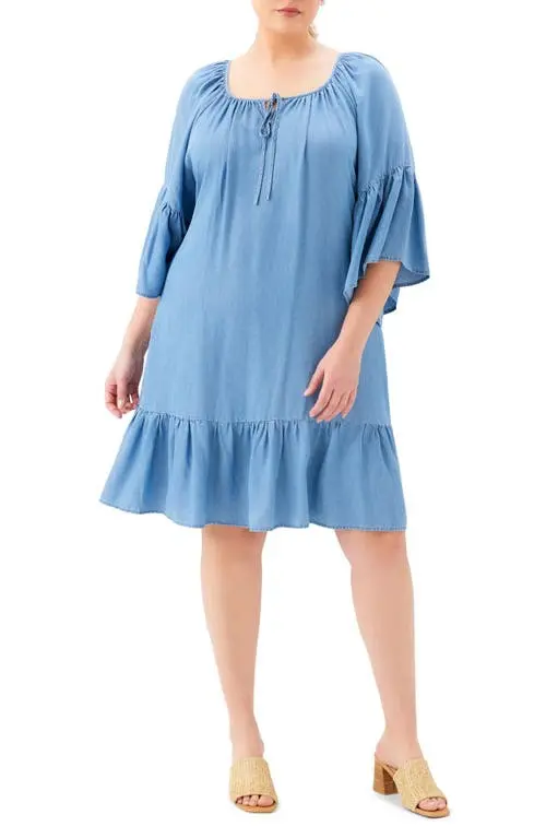 Karen Kane Ruffle Hem Dress - Chambray