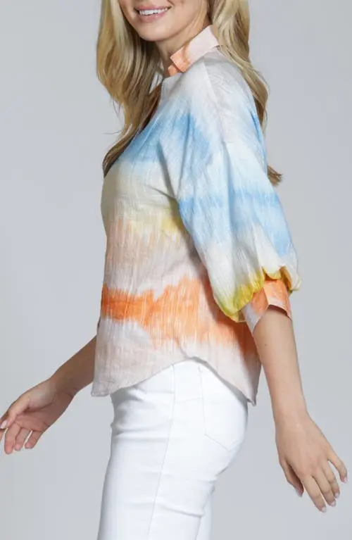 APNY Blouson Sleeve Button-up Shirt - Blue Multi