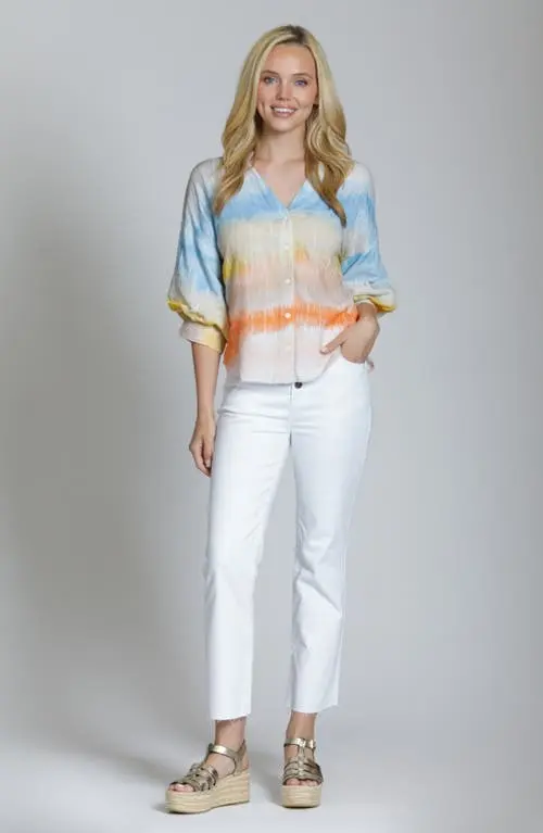 APNY Blouson Sleeve Button-up Shirt - Blue Multi