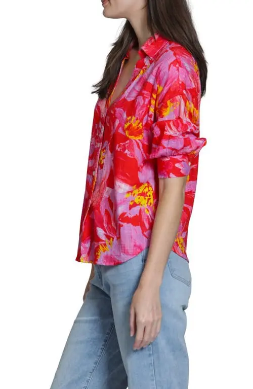 APNY Floral Blouson Sleeve Button-up Shirt