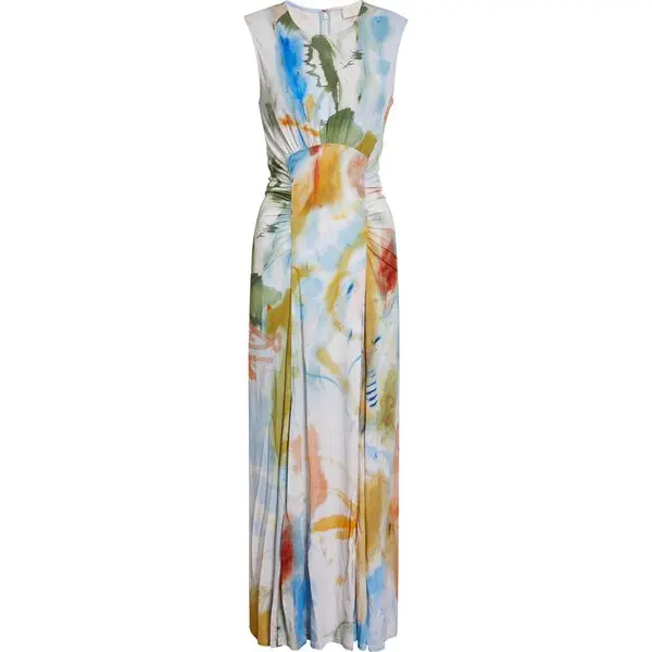 Ulla Johnson Lana Ruched Sleeveless Silk Maxi Dress - Western Dream