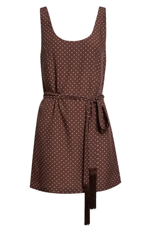 Posse Evie Polka Dot Cowl Back Sheath Minidress - Chocolate Vanilla