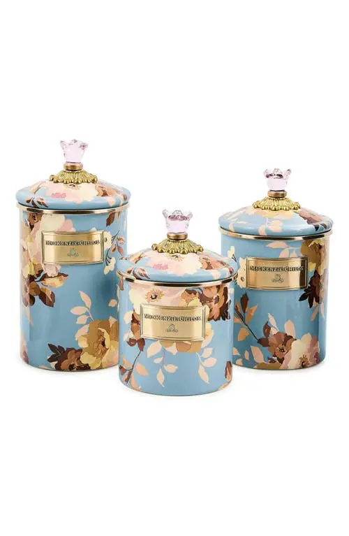 MACKENZIE-CHILDS Wild Rose Slate Small Canister - Blue