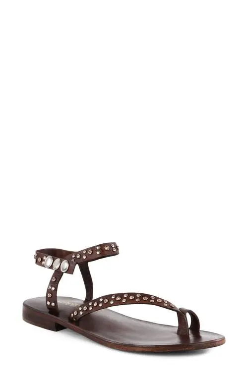 Seychelles Embellished Leather Sandal - Brown