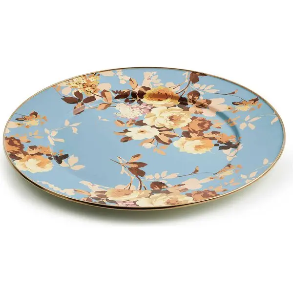 MACKENZIE-CHILDS Wild Rose Slate Serving Platter - Blue