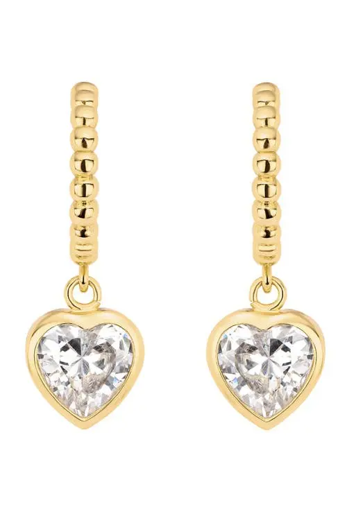 ATHRA LUXE The Beaded Heart Drop Huggie Earrings - Gold