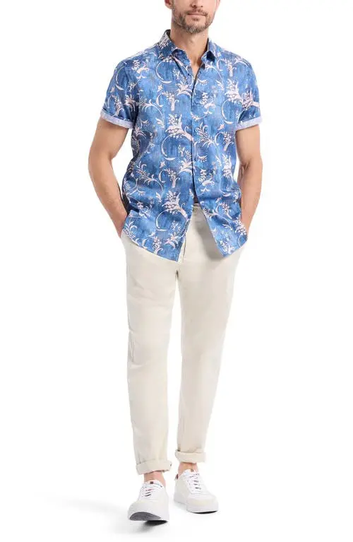 Robert Graham Junipero Short Sleeve Stretch Cotton Button-up Shirt