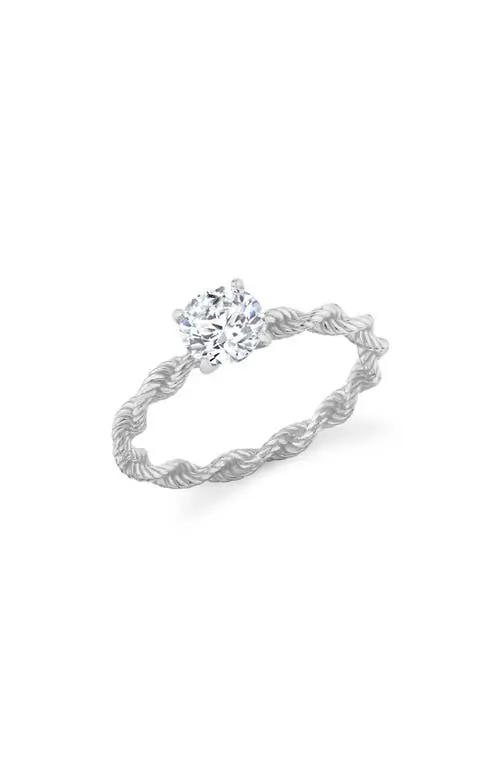 CRISLU Brilliant Cut Cubic Zirconia Twisted Band Solitaire Ring - Pure Platinum/clear Stone