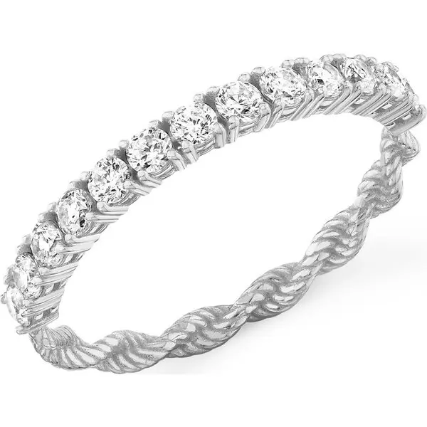 CRISLU Cubic Zirconia Half Eternity Twisted Band Ring - Pure Platinum/clear Stone