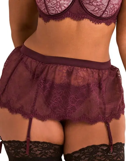 ADORE ME Karah Garter Belt Lingerie - Dark Purple