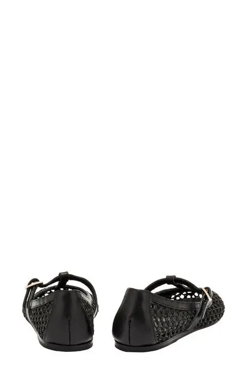 ANCIENT GREEK SANDALS Aerati T-strap Raffia Flats - Black