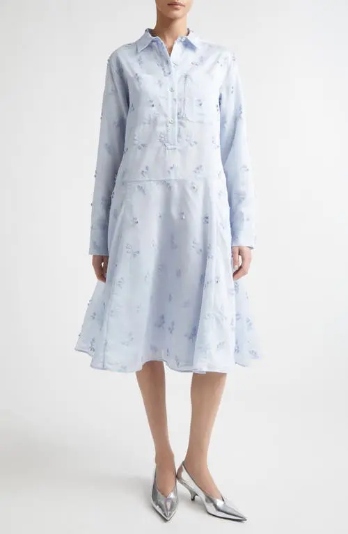 Altuzarra Carmel Embroidered Long Sleeve Shirtdress - 000438 Glacial Blue