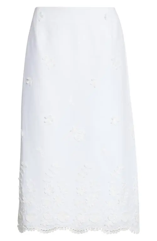 Altuzarra Malik Floral Appliqué Midi Skirt - Optic White