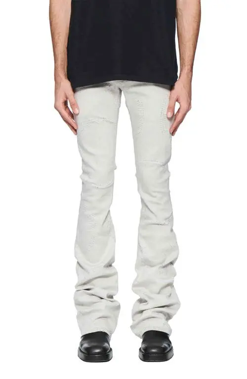 PURPLE BRAND Super Stack Distressed Flare Jeans - Grey