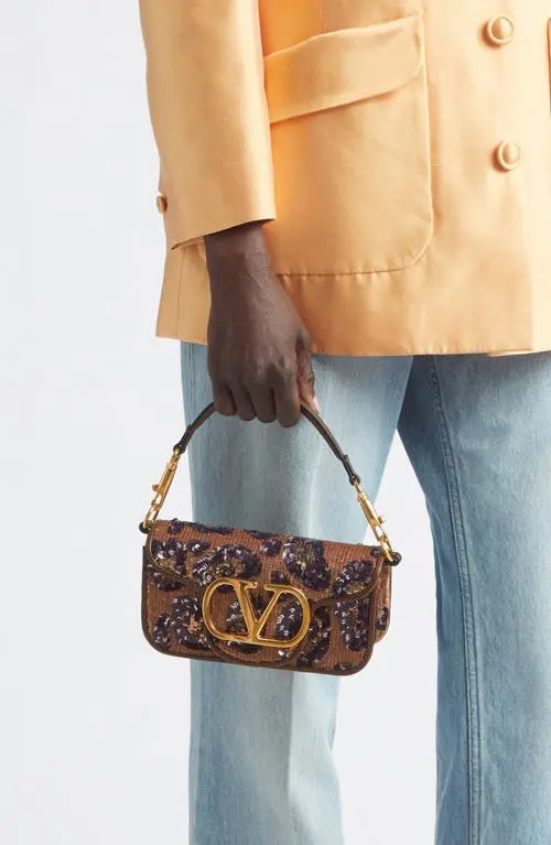Valentino Garavani Small Loco Sequin Silk Shoulder Bag - Blue Multi