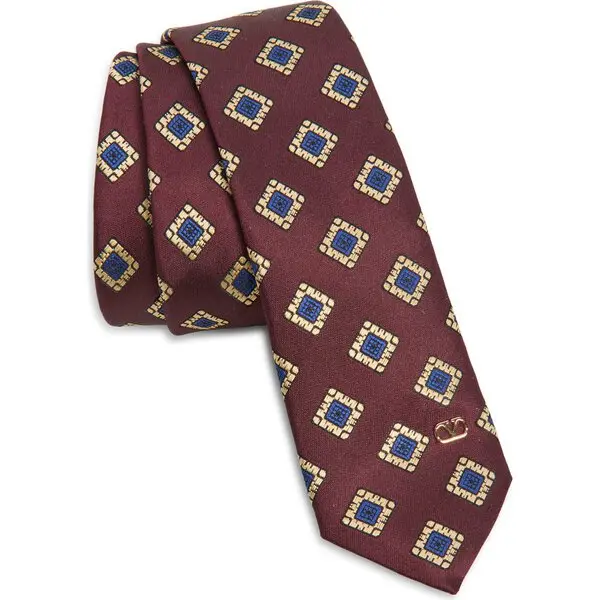 Valentino Garavani Foulard Silk Jacquard Tie - Dark Red