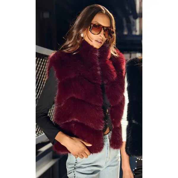 Generation Love Rosario Faux Fur Vest - Red