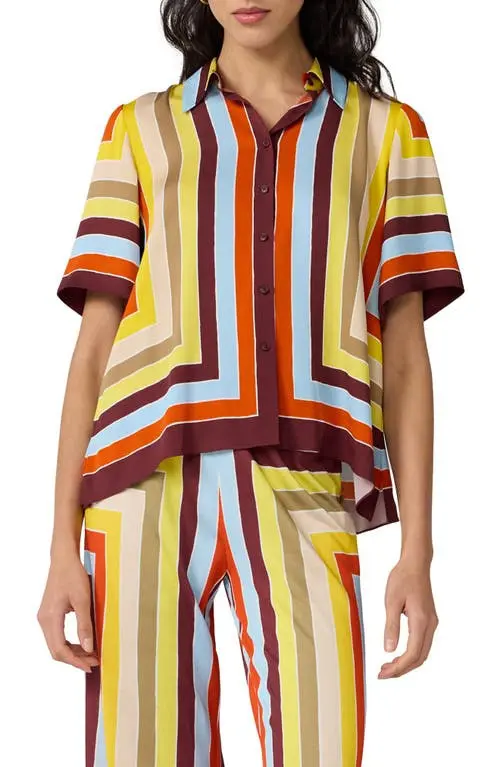 Diane Von Furstenberg Alexa Stripe Stretch Silk Button-up Shirt - Dorian Stripe Multi