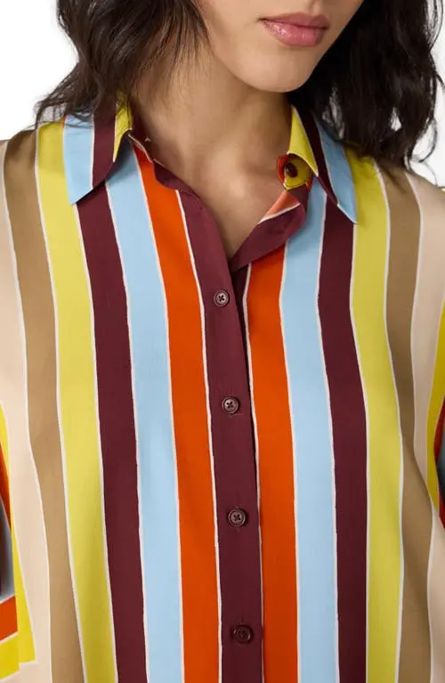 Diane Von Furstenberg Alexa Stripe Stretch Silk Button-up Shirt