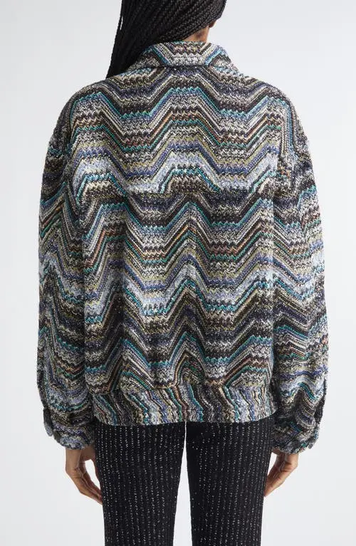 Missoni Metallic Zigzag Sequin Field Jacket - Grey Multi