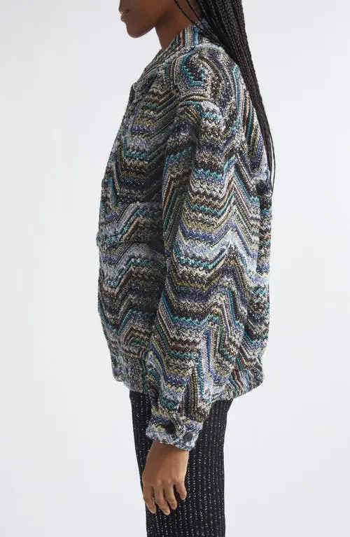 Missoni Metallic Zigzag Sequin Field Jacket - Grey Multi