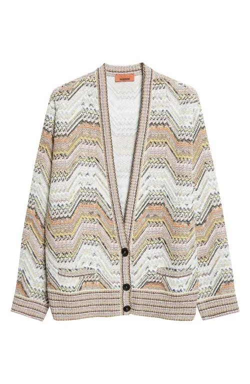 Missoni Metallic Zigzag Sequin Cardigan - Beige Multi