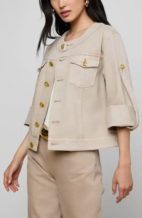 L'Agence Cotton Twill Collarless Jacket - Biscuit