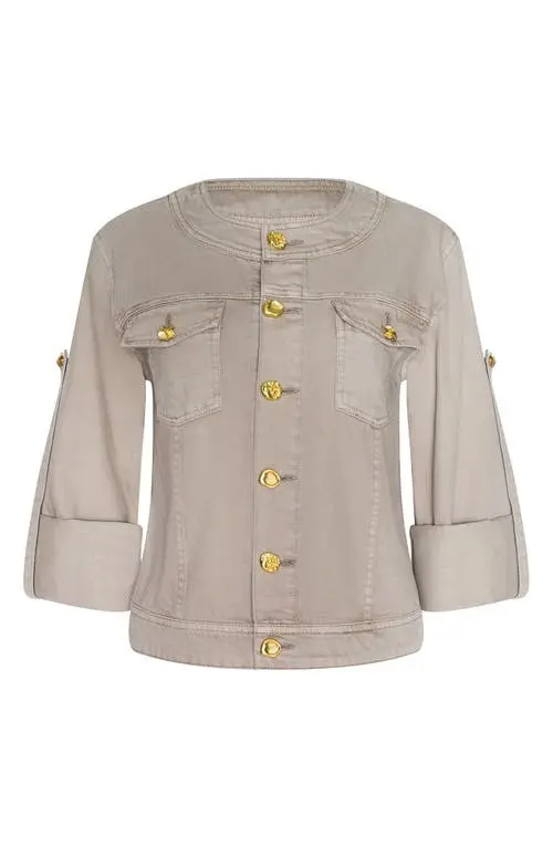 L'Agence Cotton Twill Collarless Jacket - Biscuit