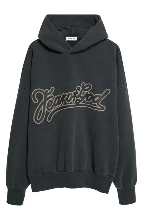 Fear Of God Classic Fit Logo Graphic Hoodie - Black