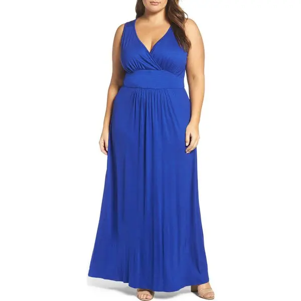 Loveappella Surplice Maxi Dress - Royal