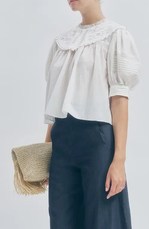 MAUDE CLUB Ariel Oversized Collar Cotton Top