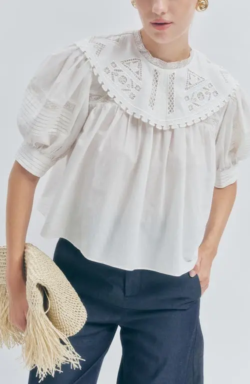 MAUDE CLUB Ariel Oversized Collar Cotton Top