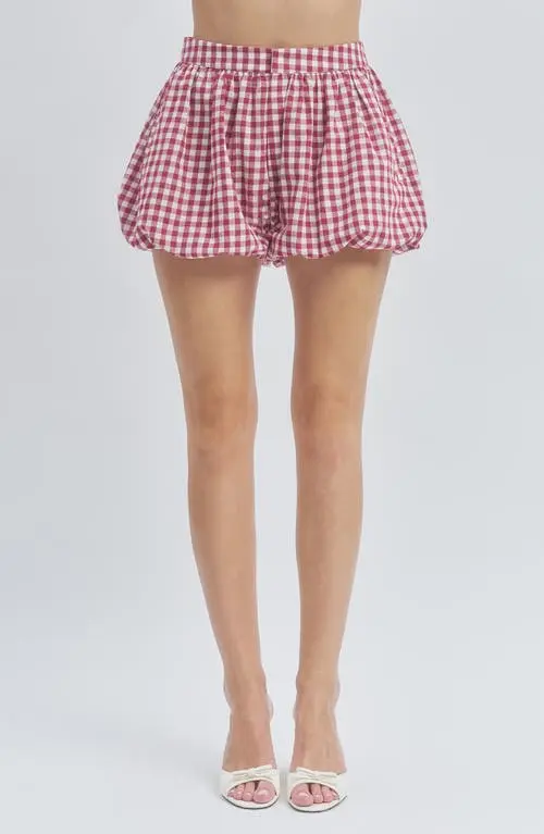MAUDE CLUB Gingham Bubble Hem Shorts