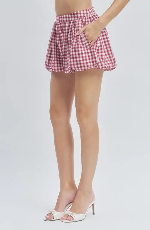 MAUDE CLUB Gingham Bubble Hem Shorts