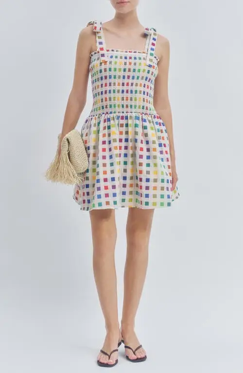 MAUDE CLUB Estella Multicolor Dot Smocked Dress