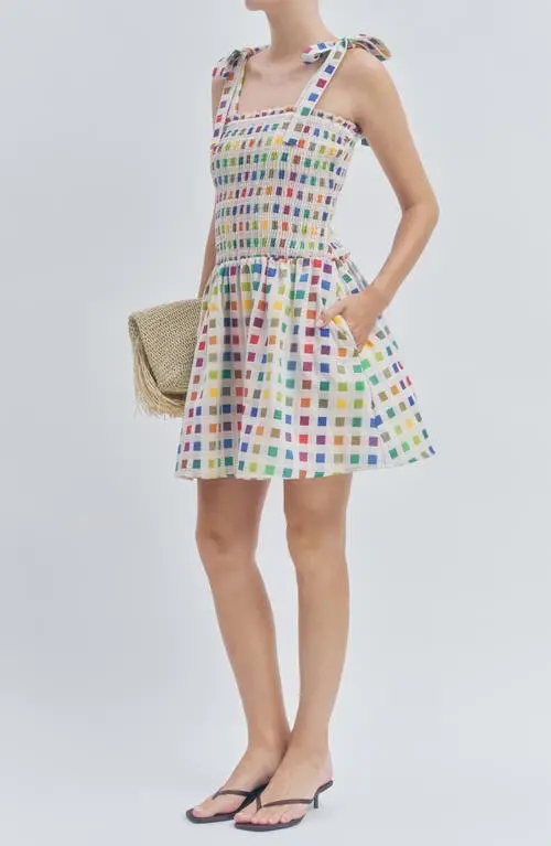 MAUDE CLUB Estella Multicolor Dot Smocked Dress