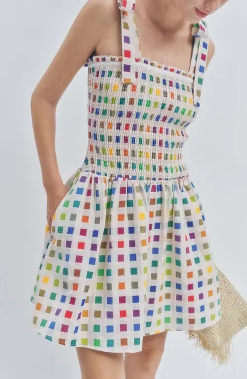MAUDE CLUB Estella Multicolor Dot Smocked Dress